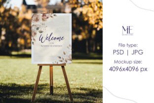 Welcome Sign Mockup, Easel White Sign Graphic by Mie Mockup Studio ...