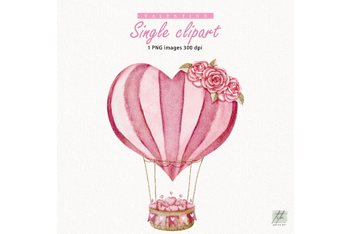 Hot Air Balloon Valentine Day Clipart Graphic by TitaLivingArt ...