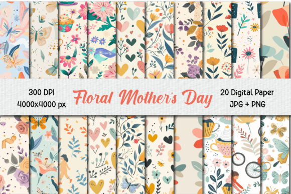 Floral Mother's Day Digital Paper Graphic by Print Haven · Creative Fabrica
