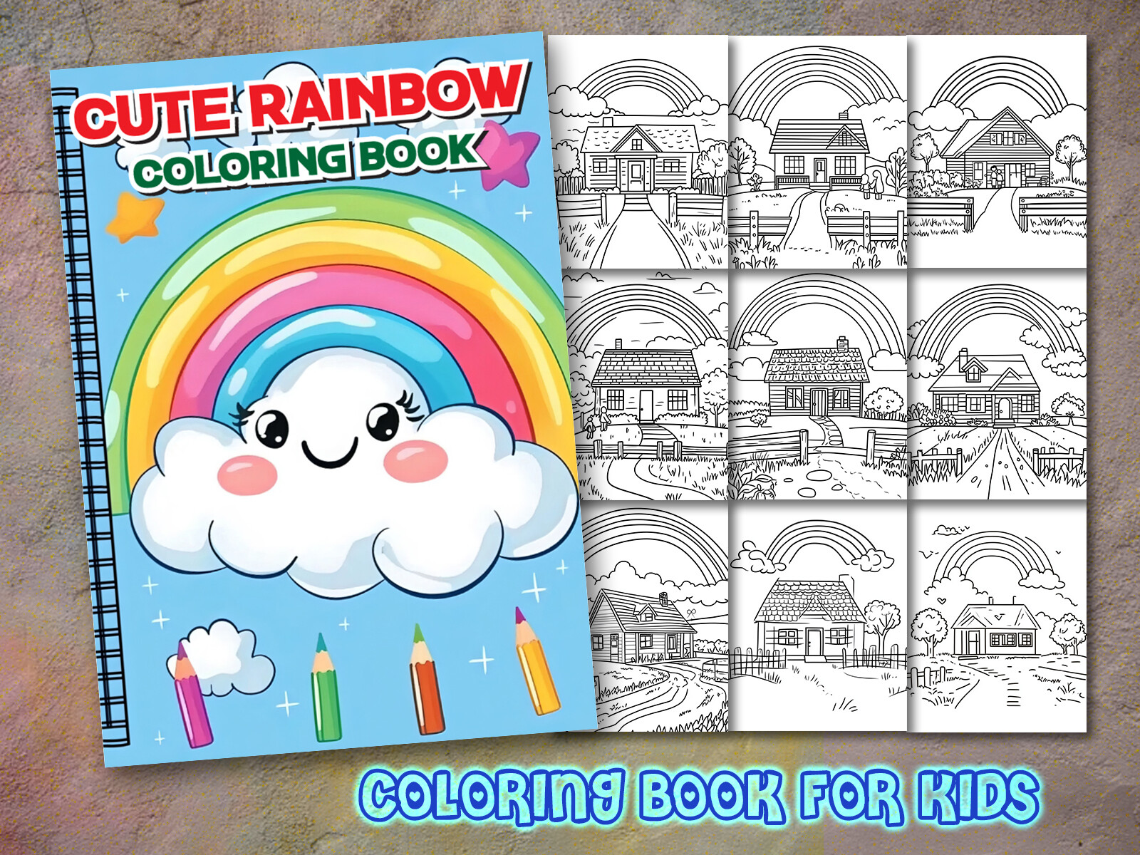 Rainbow Coloring Pages and Book Cover Graphic by KDP GURU · Creative ...