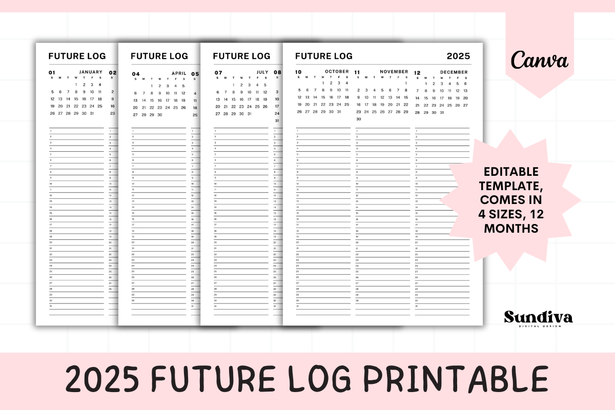 2025 Future Log Calendar Template Graphic by Sundiva Design · Creative ...