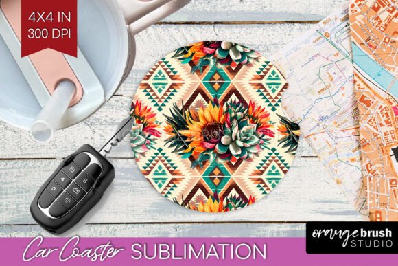 Boho Western Car Coaster PNG Sublimation Graphic by Orange Brush Studio ...
