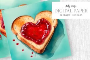 Bread in Shape of Heart & Strawberry Jam Graphic by jallydesign ...