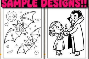 Couple Spooky Valentine's Coloring Pages Graphic by Cute Designer ...