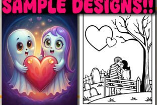 Couple Spooky Valentine's Coloring Pages Graphic by Cute Designer ...