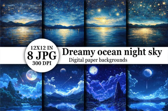 90 Night Sky Digital Paper Designs & Graphics
