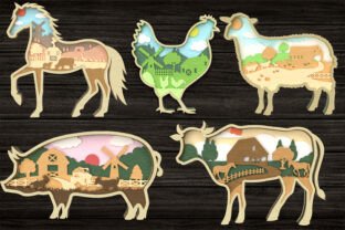 Farm Animal Scene Layered SVG Bundle · Creative Fabrica