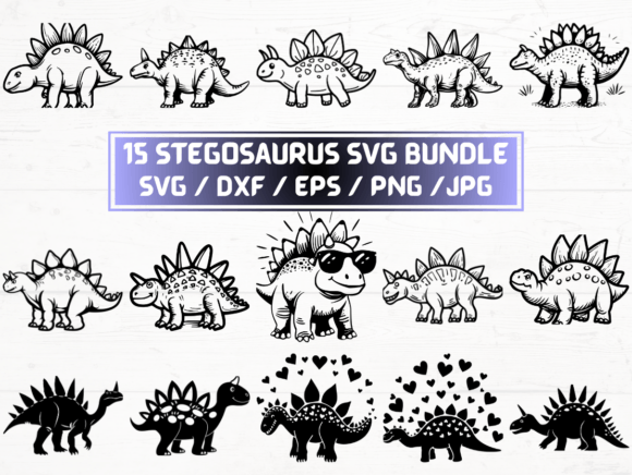 3 Stegosaurus Svg Bundle Designs & Graphics