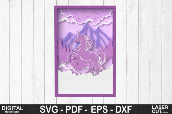 Unicorn Fantasy Laser Cut Art · Creative Fabrica
