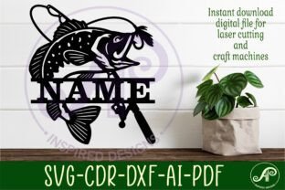 Bass Fish Name Sign Svg Laser Cut File · Creative Fabrica