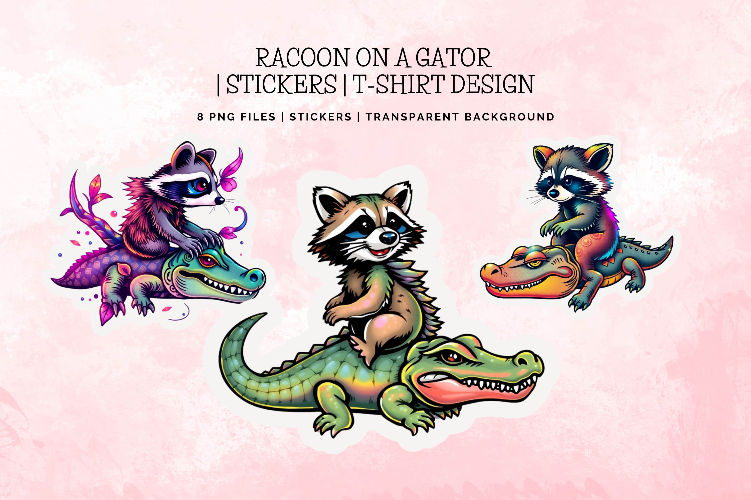 🚀 Raccoon on Alligator - Clipart Set 🐊 Graphic by calymera · Creative ...