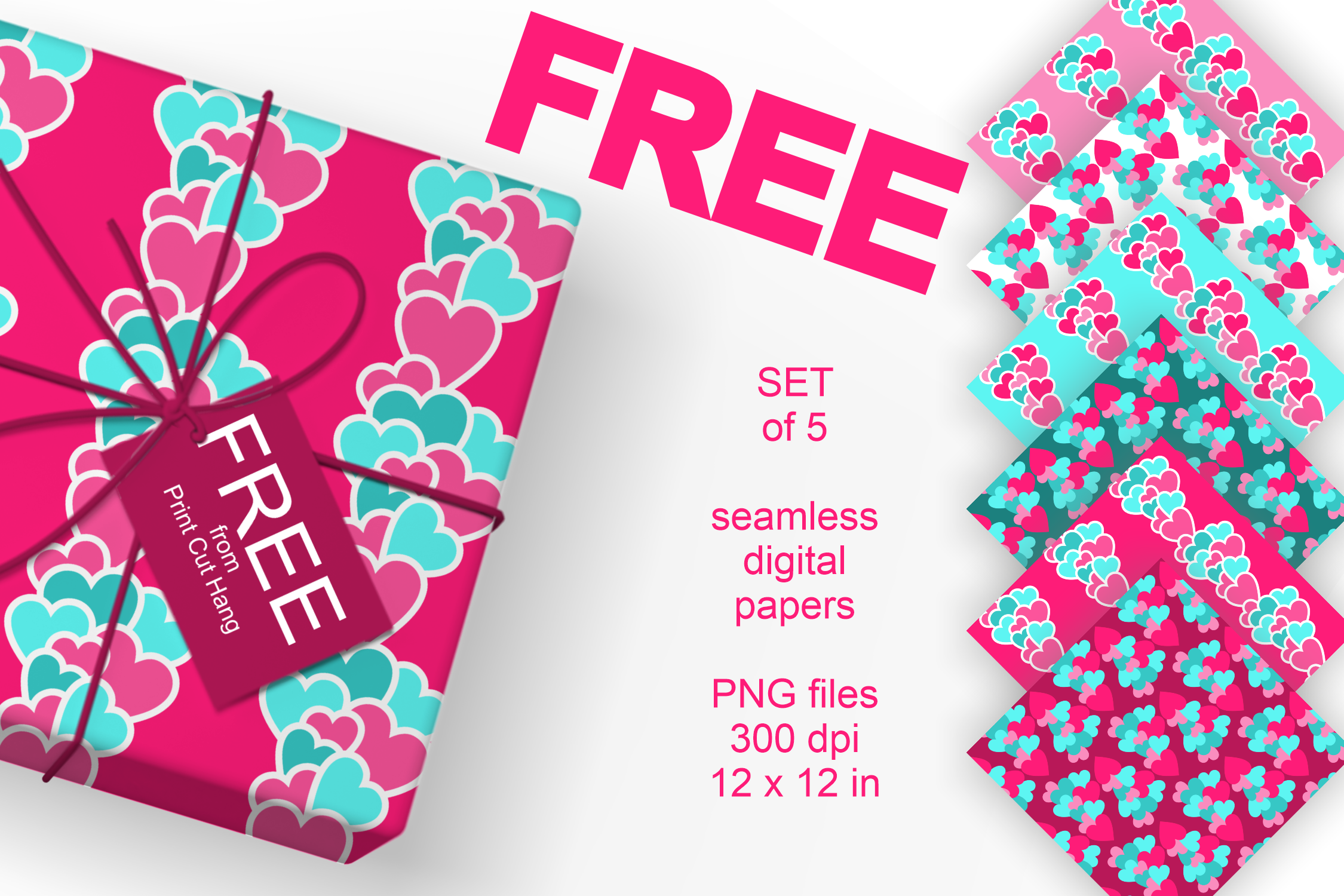 Free Valentine's Day Paper Set of 6 Graphic by print.cut.hang ...