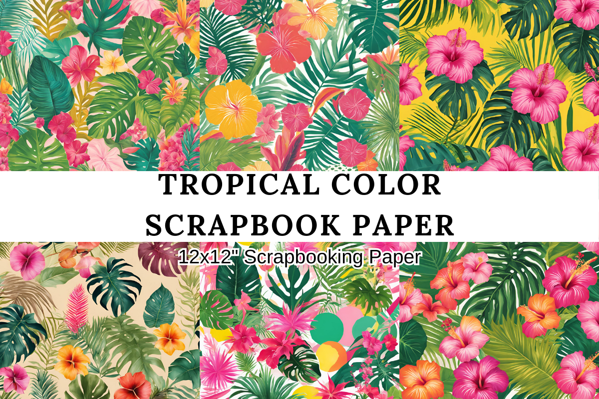 Tropical Color Scrapbook Paper Graphic by Jacky Studio · Creative Fabrica