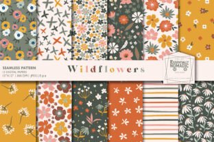 Boho Wildflowers Digital Paper Pack Graphic by EssentiallyNomadic ...