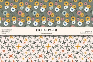 Boho Wildflowers Digital Paper Pack Graphic by EssentiallyNomadic ...