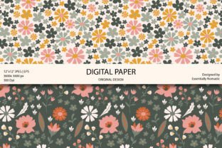 Boho Wildflowers Digital Paper Pack Graphic by EssentiallyNomadic ...