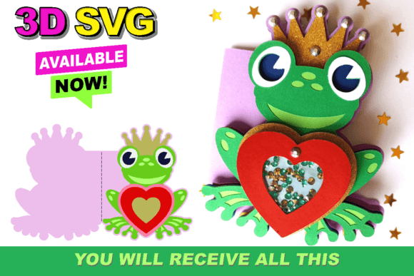 The Frog Prince Card 3D SVG · Creative Fabrica