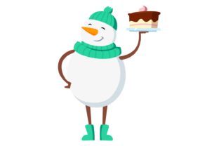 A Cartoon Snowman Holding a Cake Graphic by onyxproj · Creative Fabrica