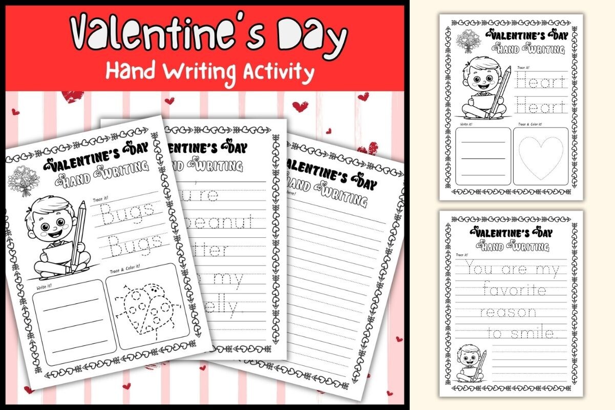 Valentine’s Day Handwriting Worksheet Graphic by TheStudyKits ...