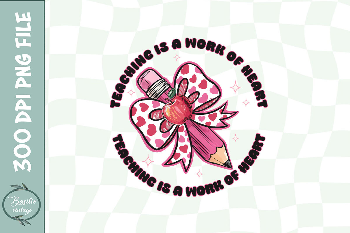 Colorful Coquette Bow Pencil Teacher PNG Graphic by basilio.vintage ...
