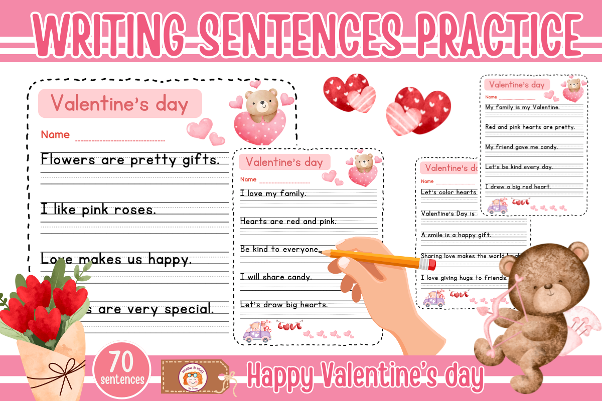 Writing Practice Valentines Day Graphic by Home and Hug · Creative Fabrica