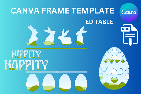 Easter Eggs Canva Frame Rabbit Template Graphic by LienePublishing ...