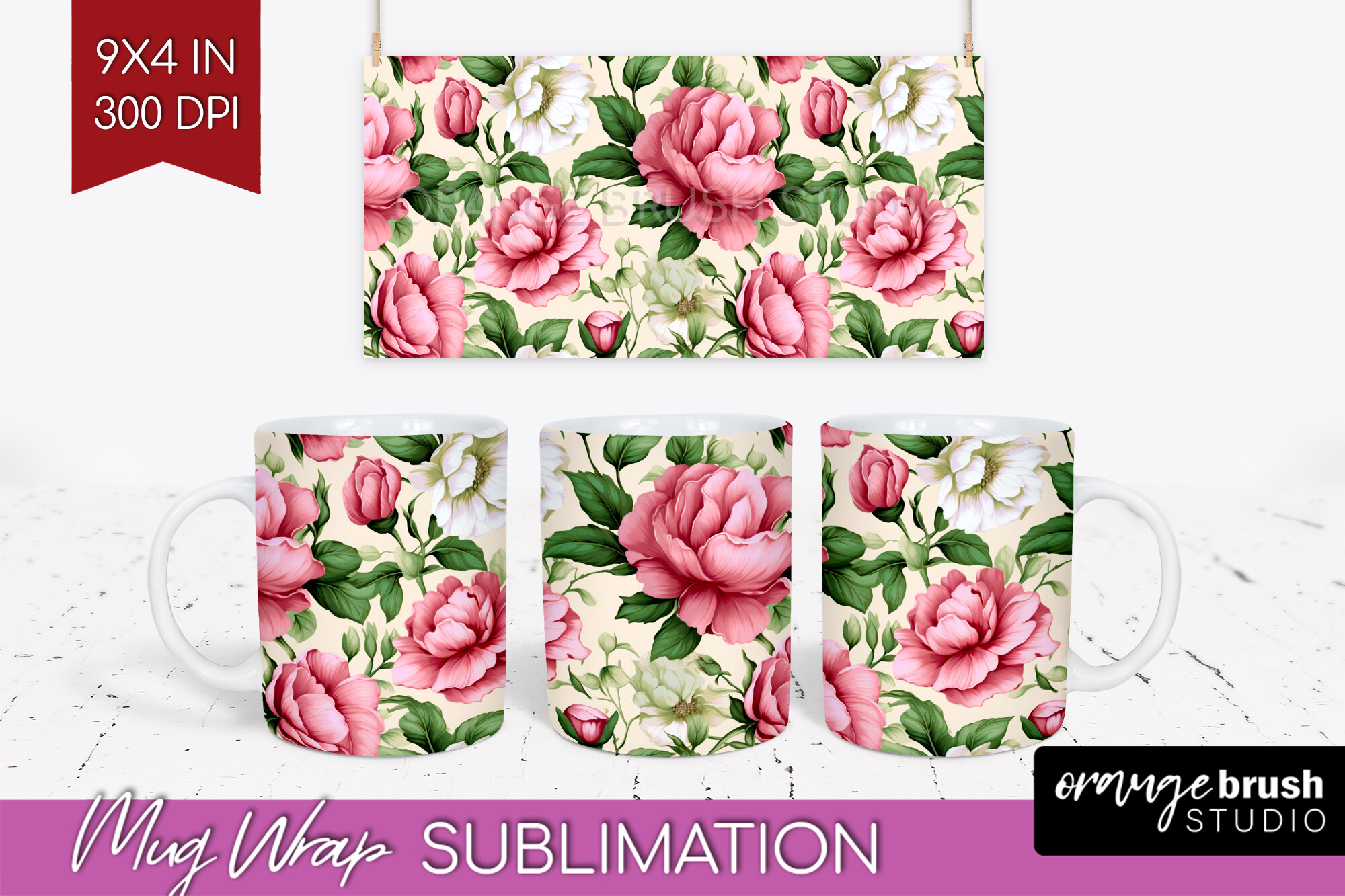Spring Flowers Mug Wrap PNG Sublimation Graphic by Orange Brush Studio ...