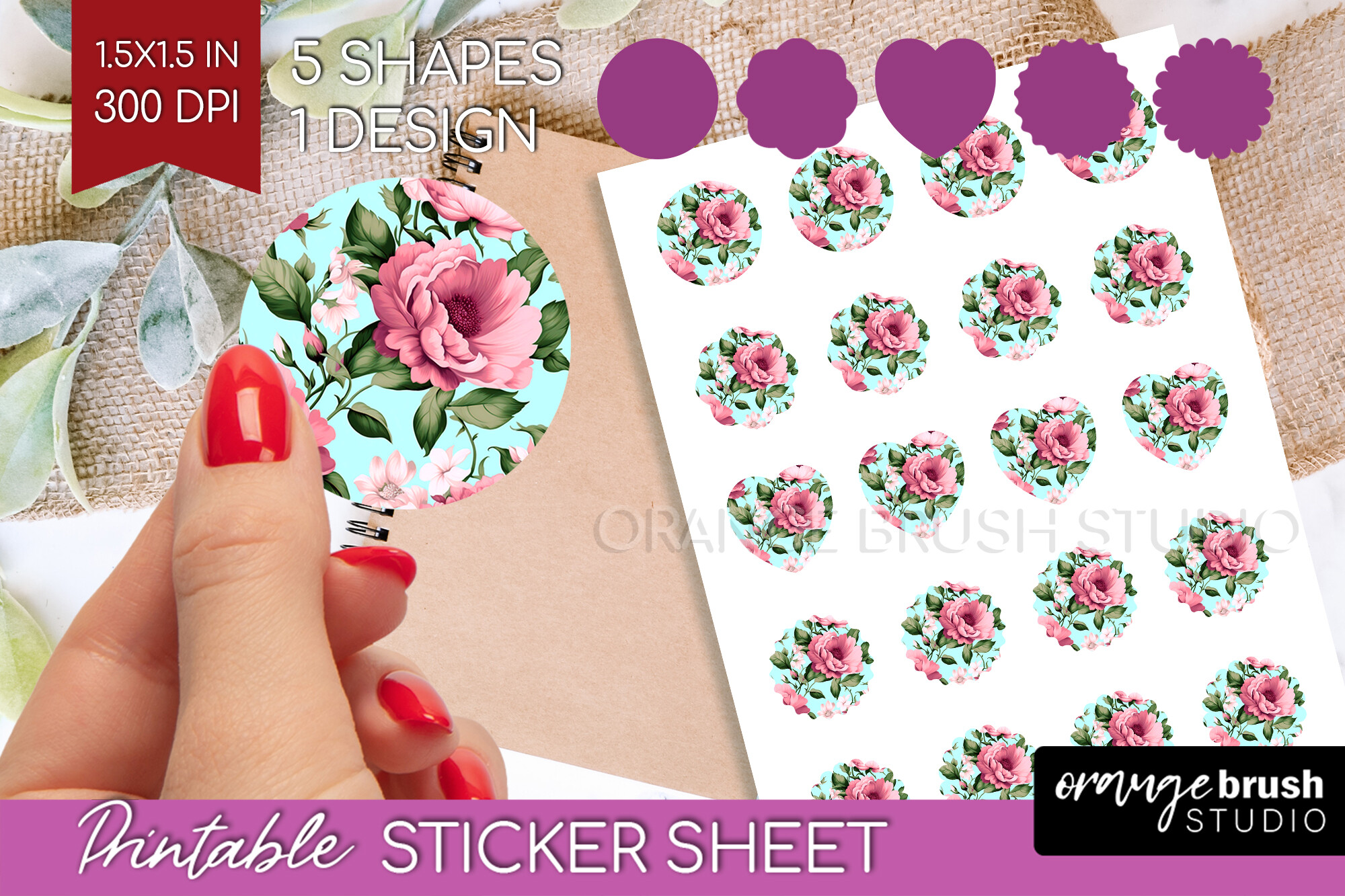 Spring Flowers Printable Sticker Sheet Graphic by Orange Brush Studio ...
