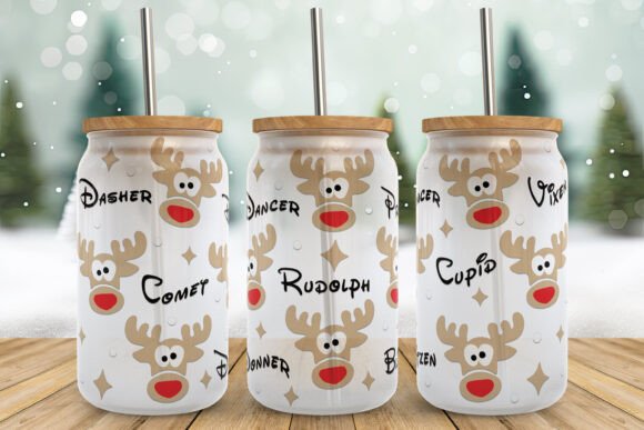 Reindeer Names Svg Libbey Glass Wrap Svg Graphic by Flaunt · Creative ...