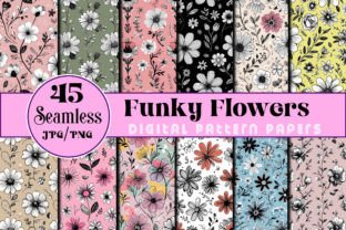 Seamless Funky Flowers Pattern Papers Graphic by Designstock · Creative ...