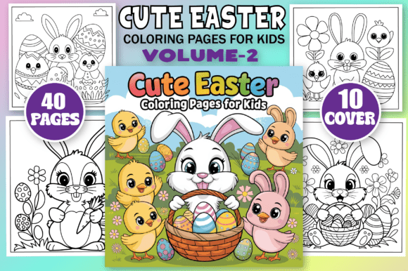 Bold and Easy Cute Easter Coloring Pages Graphic by Creative Art ...