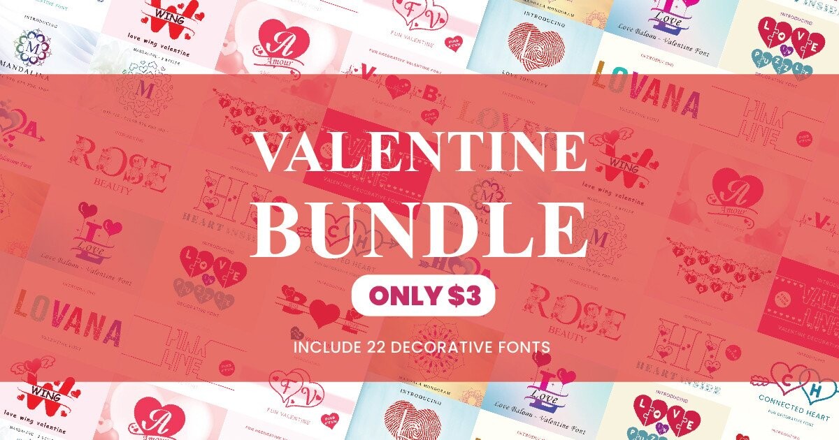 Valentine Font Bundle Bundle · Creative Fabrica
