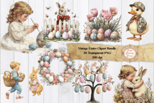 Vintage Easter Clipart Bundle Graphic by paperaddictionprints ...