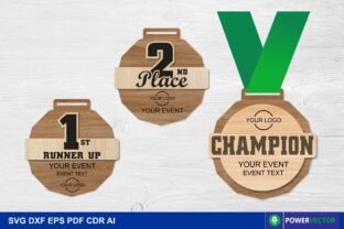Award Medal Laser File - Champion, MVP · Creative Fabrica