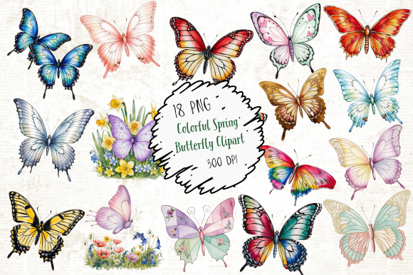 Colorful Spring Butterfly Clipart Graphic by Yassou Bouhad · Creative ...