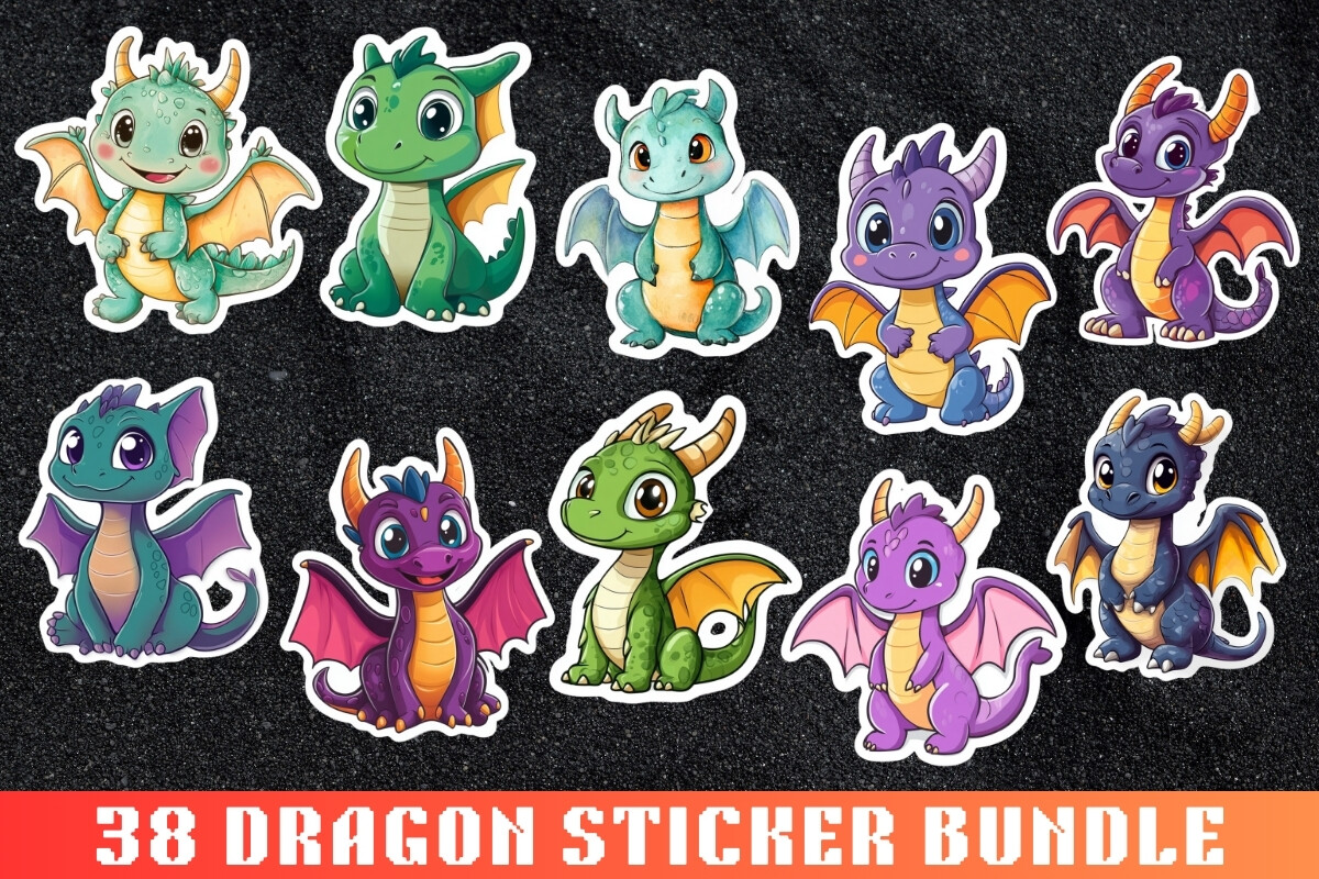 Dragon Sticker Bundle Graphic by zahed6525 · Creative Fabrica
