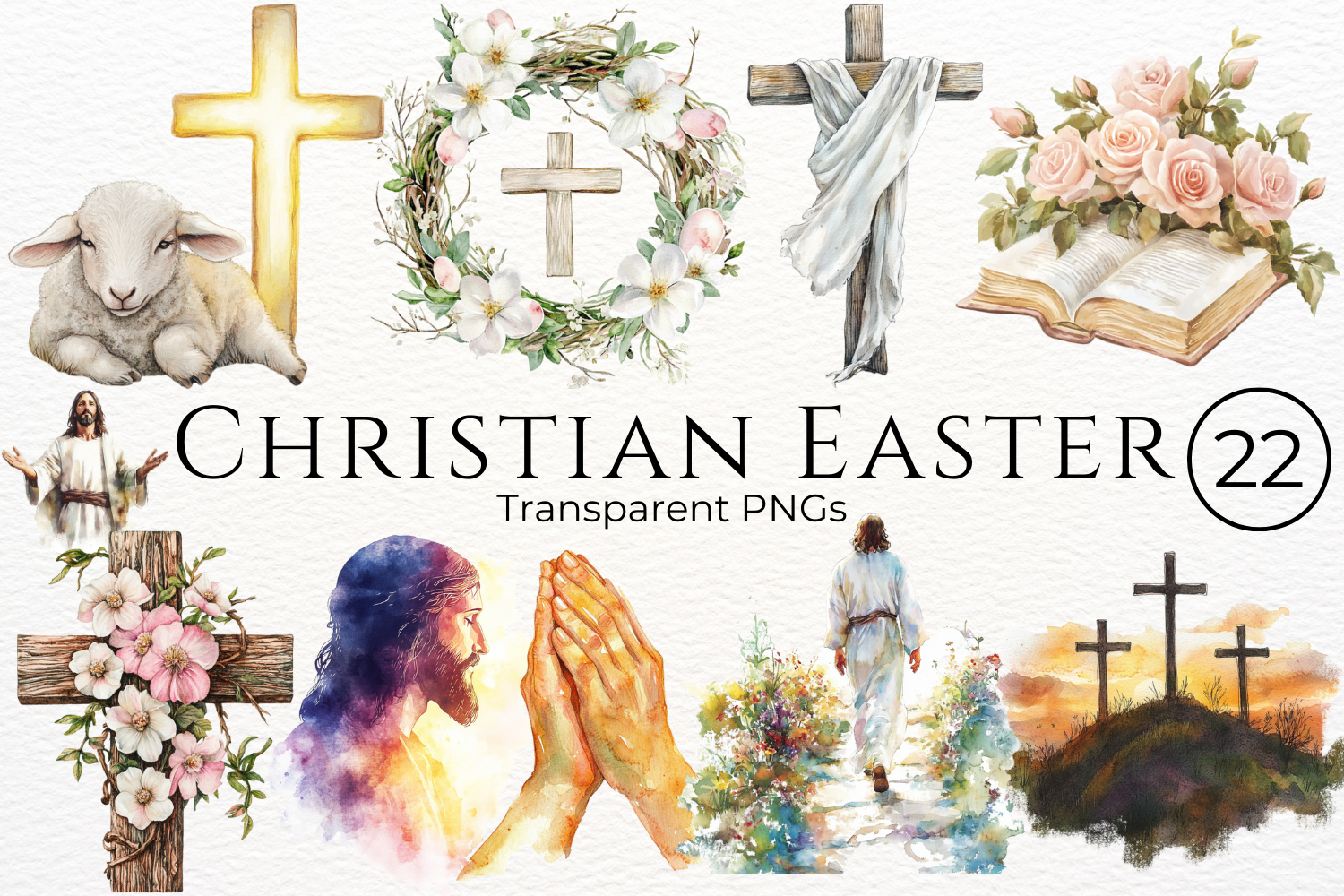 Christian Easter Watercolor Cliparts Graphic by Whimsy Bloom Co ...