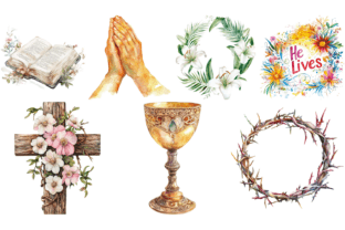 Christian Easter Watercolor Cliparts Graphic by Whimsy Bloom Co ...