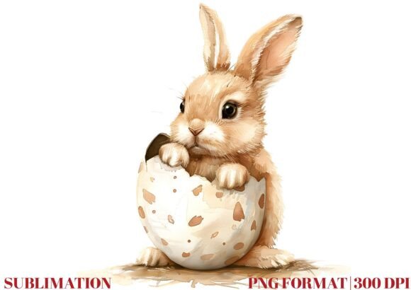 Watercolor Easter Bunny Field Bundle PNG Graphic by Mirawillson ...