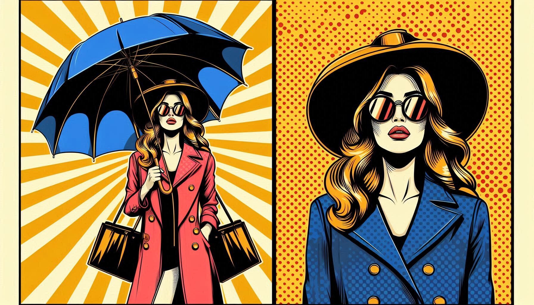 🌷 Pop Art Girl Bold Raincoat and Umbrel Graphic by clipartguru ...