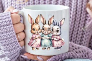Watercolor Vintage Bunny Family Clipart Graphic by CraftArtStudio ...