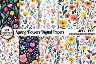 Spring Flowers Digital Papers Graphic by Craft Studios · Creative Fabrica