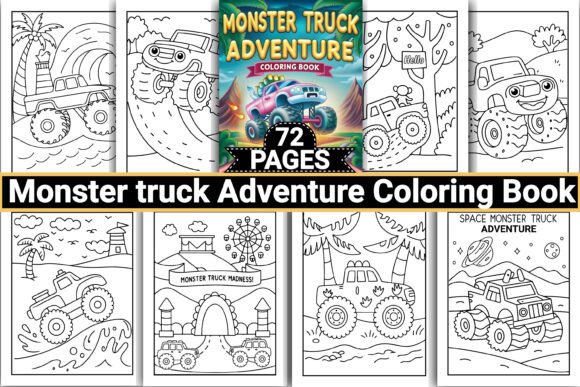 Monster Truck Adventure Coloring Pages Graphic by Ikhlas Artistry ...