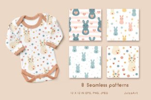 Groovy Easter Bunny Seamless Pattern Graphic by JulzaArt · Creative Fabrica