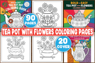 Tea Pot with Flowers Coloring Pages Graphic by Design Express ...