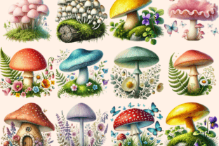 Spring Mushrooms P1 Clipart Graphic by Wonders Artist · Creative Fabrica
