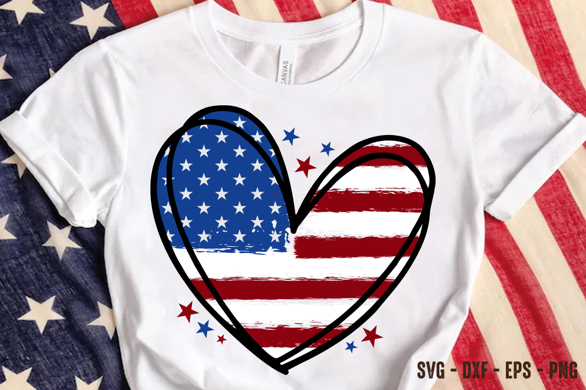 USA American Flag Heart SVG, USA SVG PNG Graphic by SmartSvgArt ...