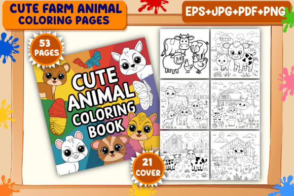 Cute Farm Animal Coloring Pages for Kids Graphic by BOSS DESIGN ...