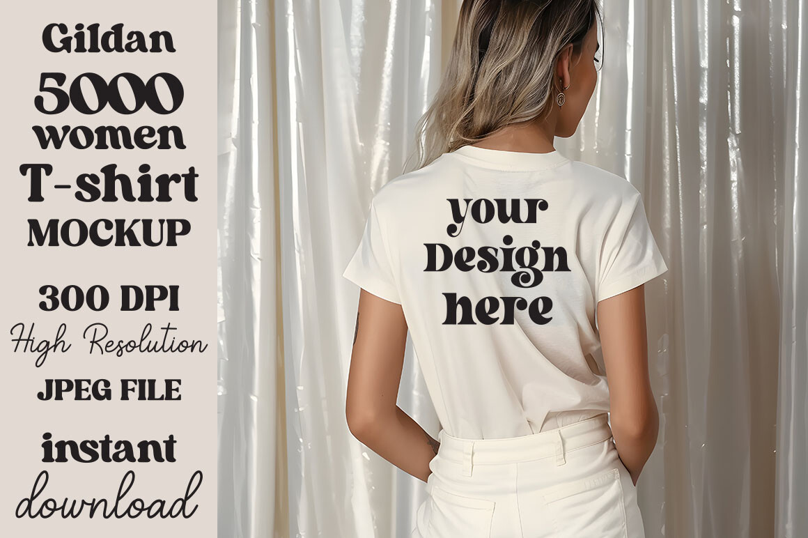 Gildan 5000 Natural T-shirt Mockup 47 Graphic by MockupStore · Creative ...
