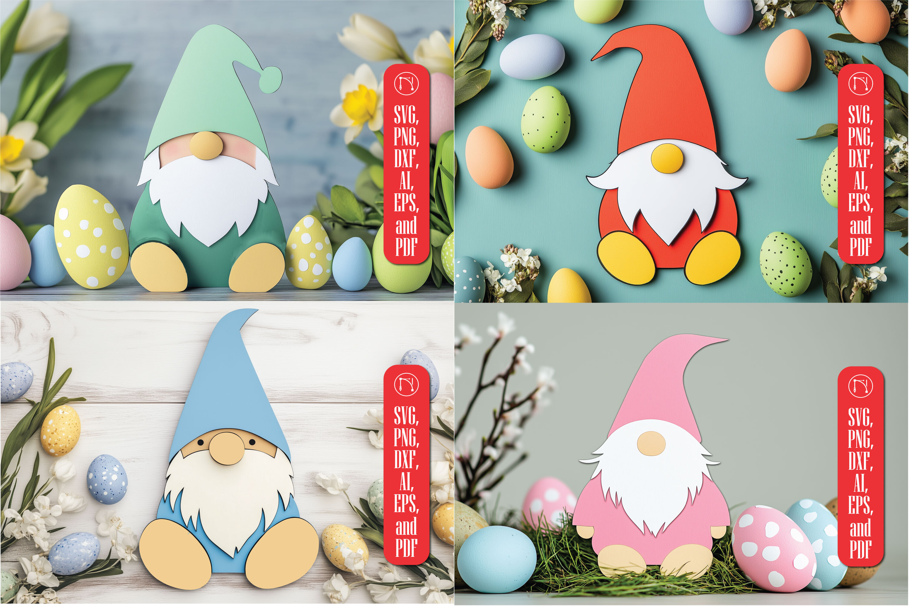 Multilayer Easter Gnome SVG Bundle · Creative Fabrica